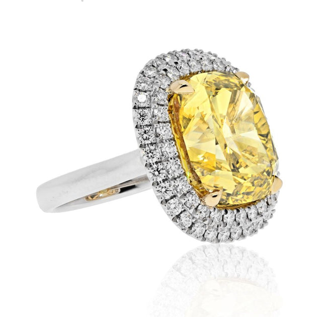 Custom Yellow Cushion Cut Diamond Accented Ring – iTouch Diamonds